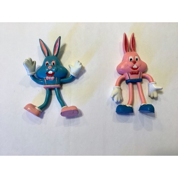 Toys | Set Of 2 Vintage Bendable Bendy Rubber Pink And Blue Bunny ...